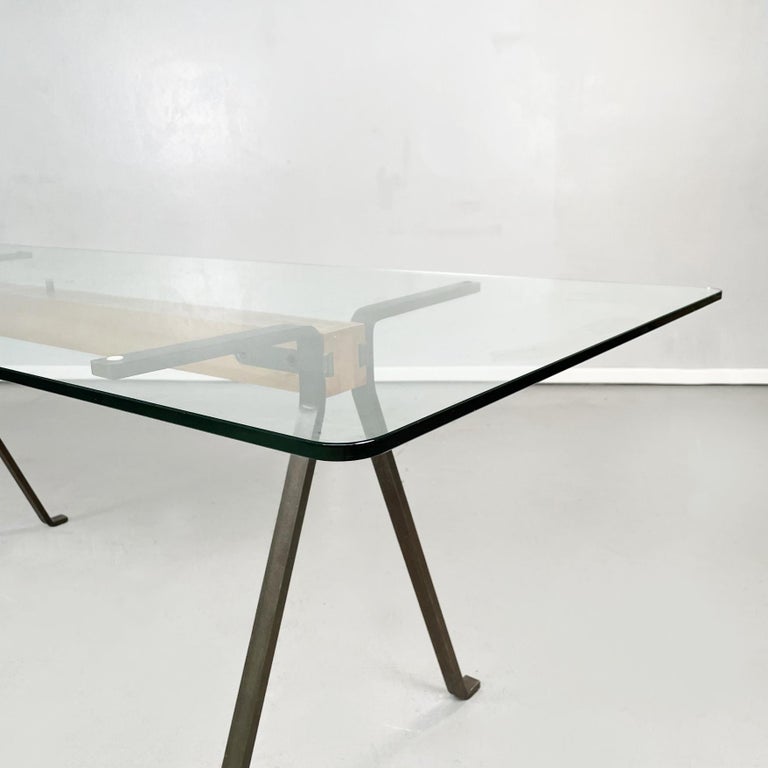 Italian Modern Glass Wood Steel Dining Table Frate by Enzo Mari for ...