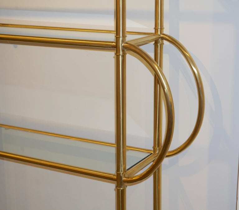 Italian Modern Gold Brass Tubular Shelving Unit Étagère on Black ...