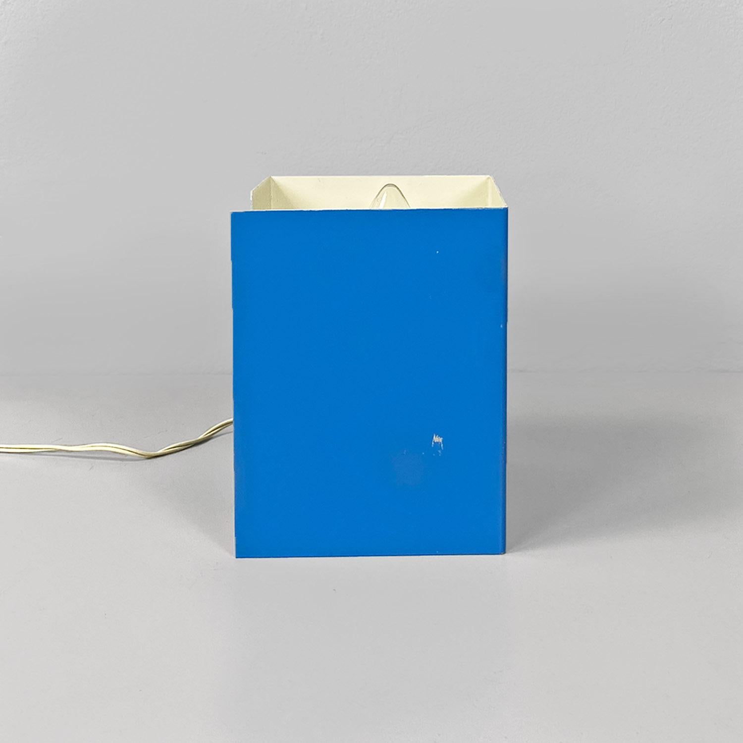 Italian modern light blue sheet metal table lamp, 1970s For Sale at 1stDibs