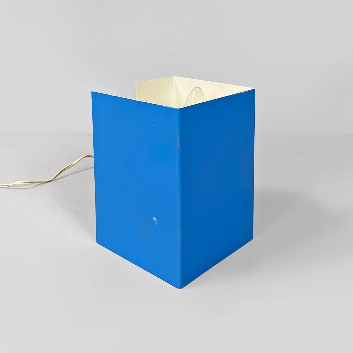 Italian modern light blue sheet metal table lamp, 1970s For Sale at 1stDibs