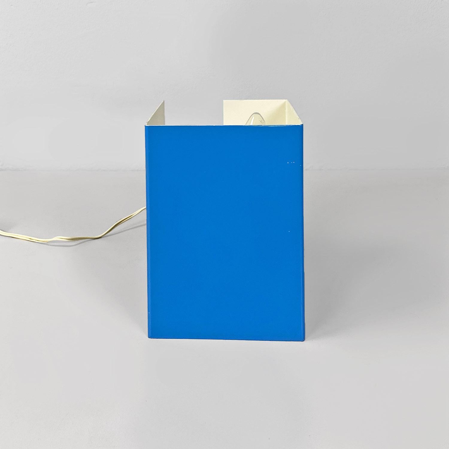 Italian modern light blue sheet metal table lamp, 1970s For Sale at 1stDibs