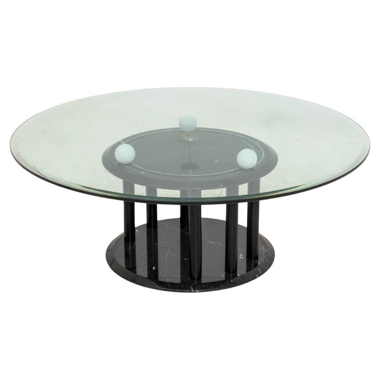 Italian Modern Marble and Glass Revolving Low Table For Sale at 1stDibs