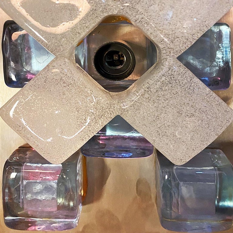 Italian Modern Metal Alexandrite Glass Cubes Lamp by Angelo Brotto ...
