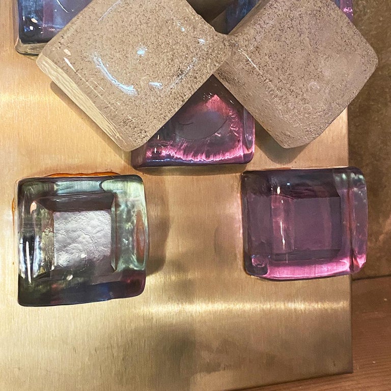 Italian Modern Metal Alexandrite Glass Cubes Lamp by Angelo Brotto ...