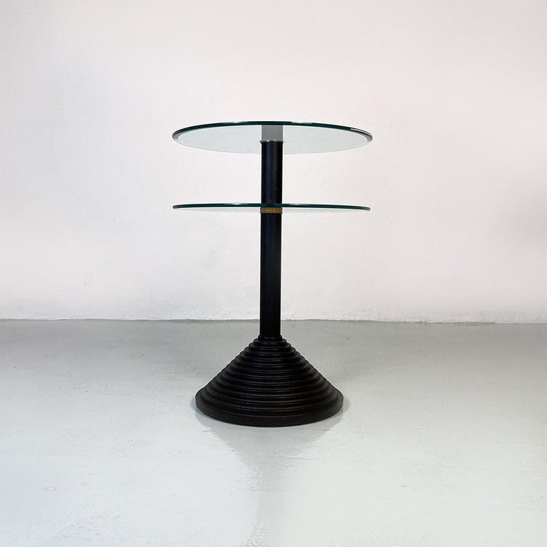 Italian modern metal structure and glass double round top, 1980s For ...