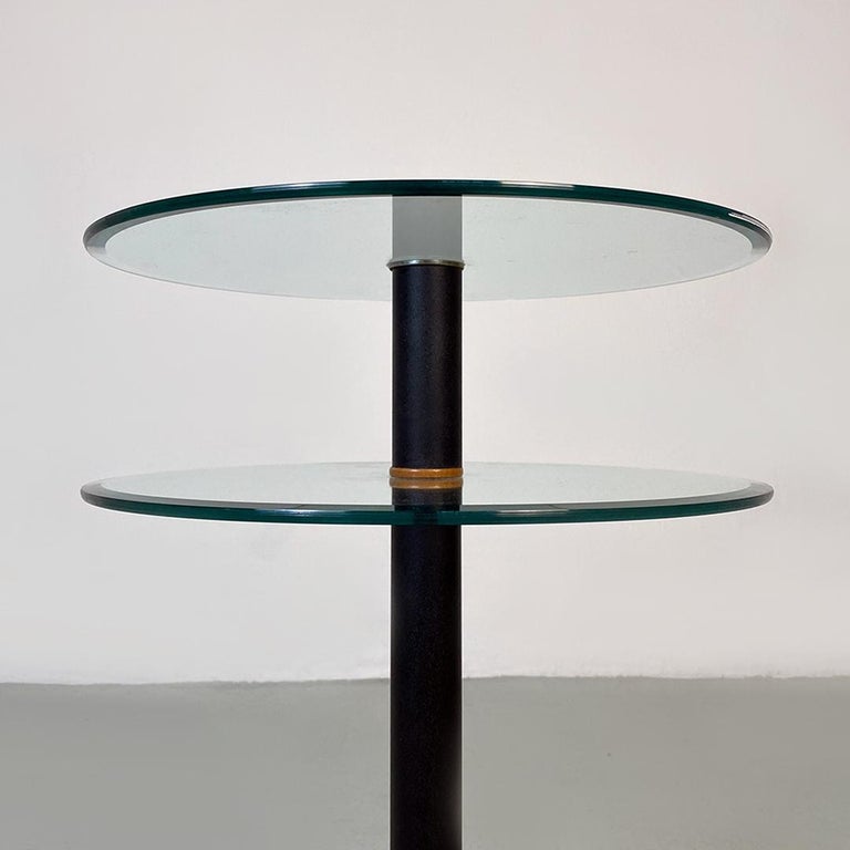 Italian modern metal structure and glass double round top, 1980s For ...