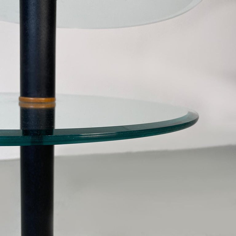 Italian modern metal structure and glass double round top, 1980s For ...