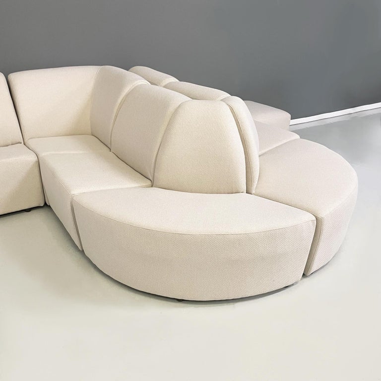 Italian Modern Modular and Corner Sofa in White Fabric, 1980s For Sale ...