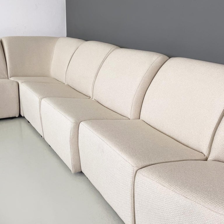 Italian Modern Modular and Corner Sofa in White Fabric, 1980s For Sale ...