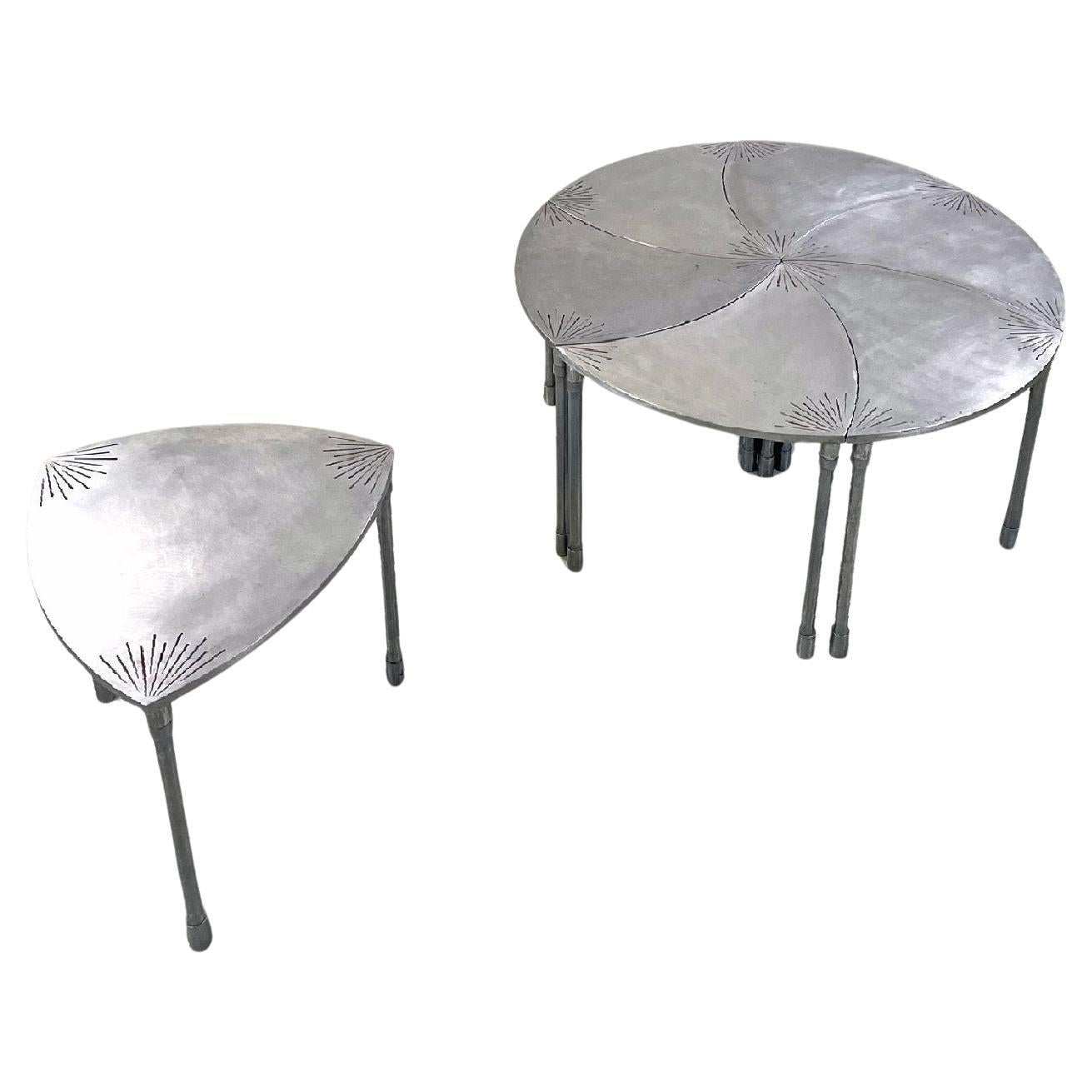 Italian modern modular decorated steel coffee table, 2000s at 1stDibs