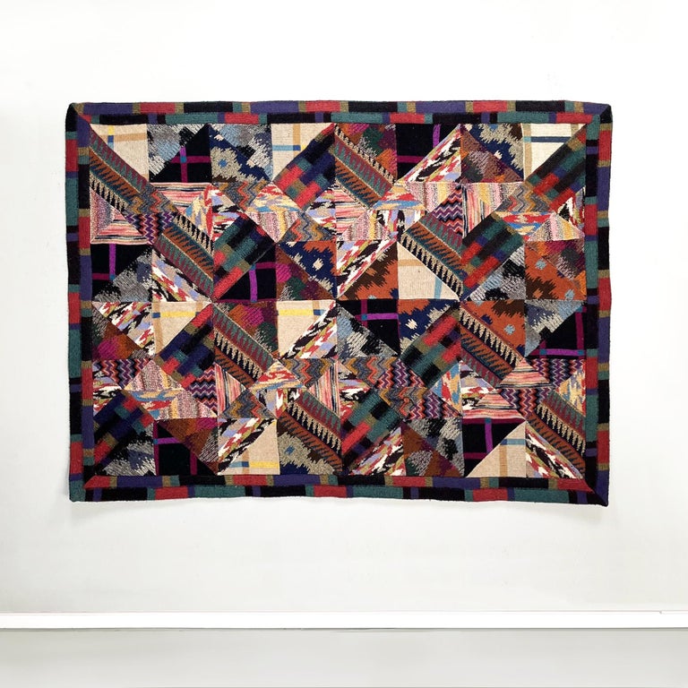 Italian Modern Multicolored Geometric Tapestry in Missoni Fabric, 1980s ...