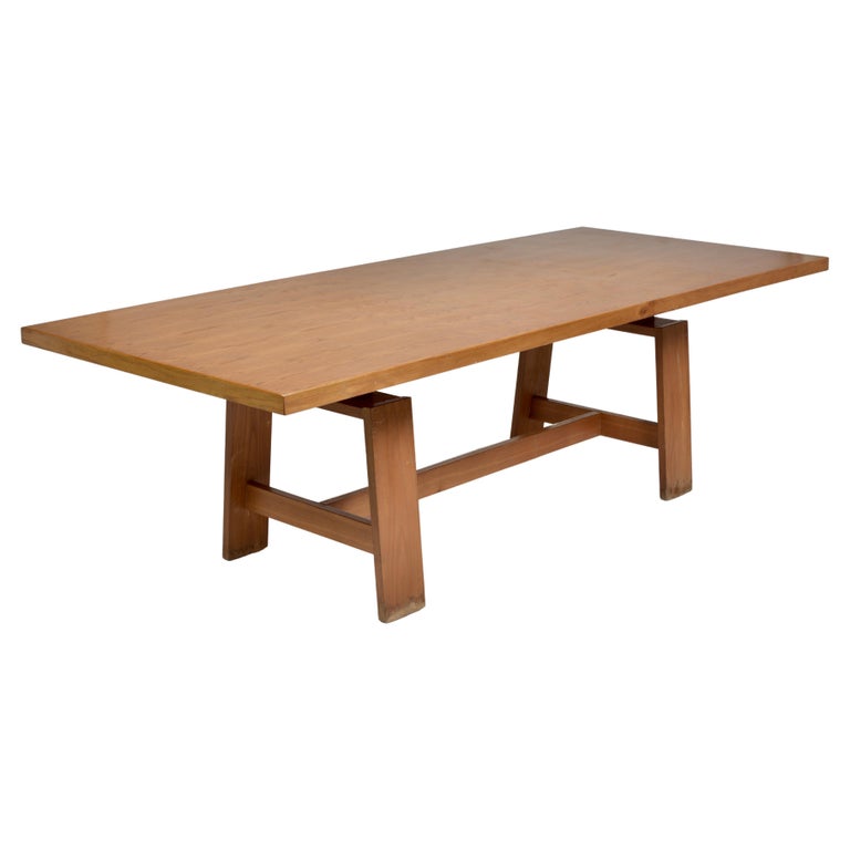 Italian Modern Oak Trestle Dining Table at 1stDibs