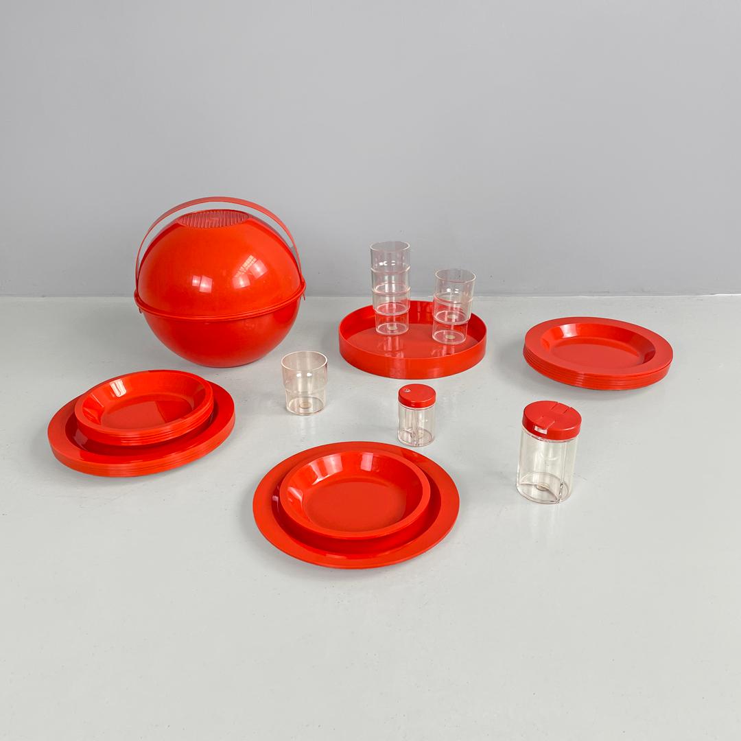 Italian modern orange picnic set Pic Boll by Carlo Viglino for Guzzini ...