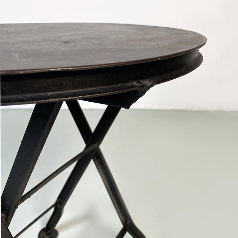 Italian Modern Pair of Round Iron Folding Stools or Coffee Tables ...
