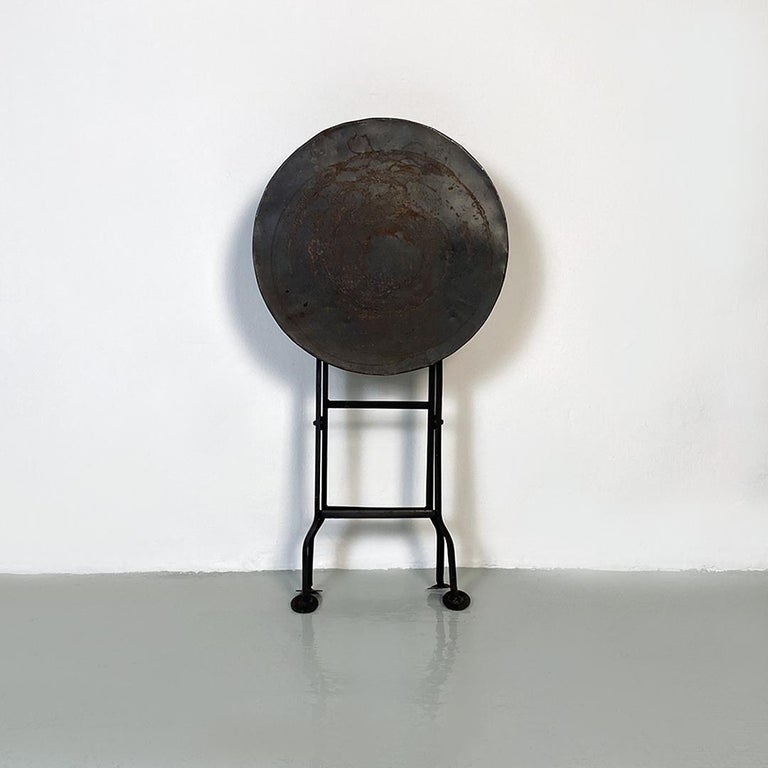 Italian Modern Pair of Round Iron Folding Stools or Coffee Tables ...