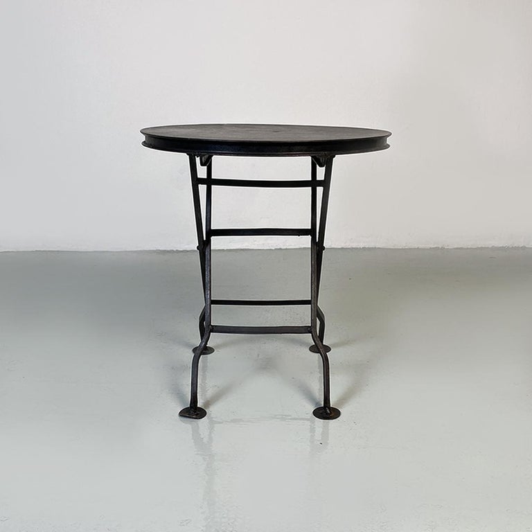 Italian Modern Pair of Round Iron Folding Stools or Coffee Tables ...