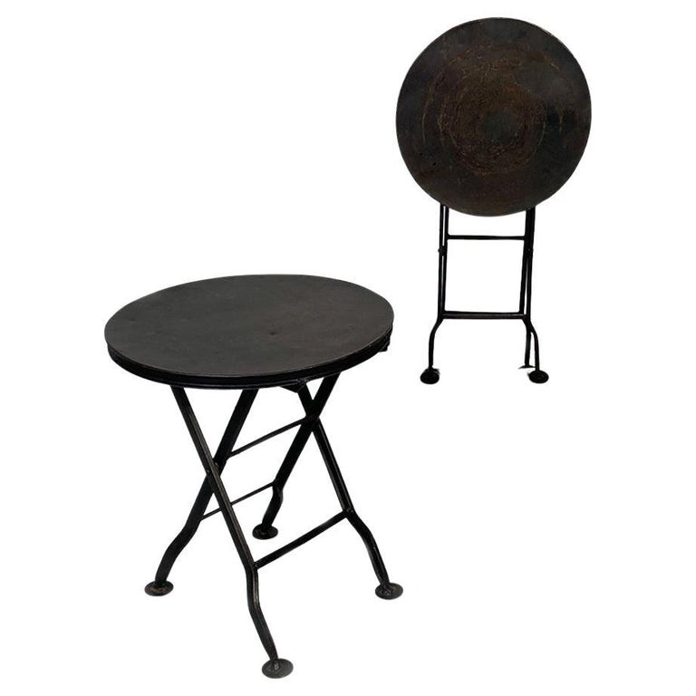 Italian Modern Pair of Round Iron Folding Stools or Coffee Tables ...