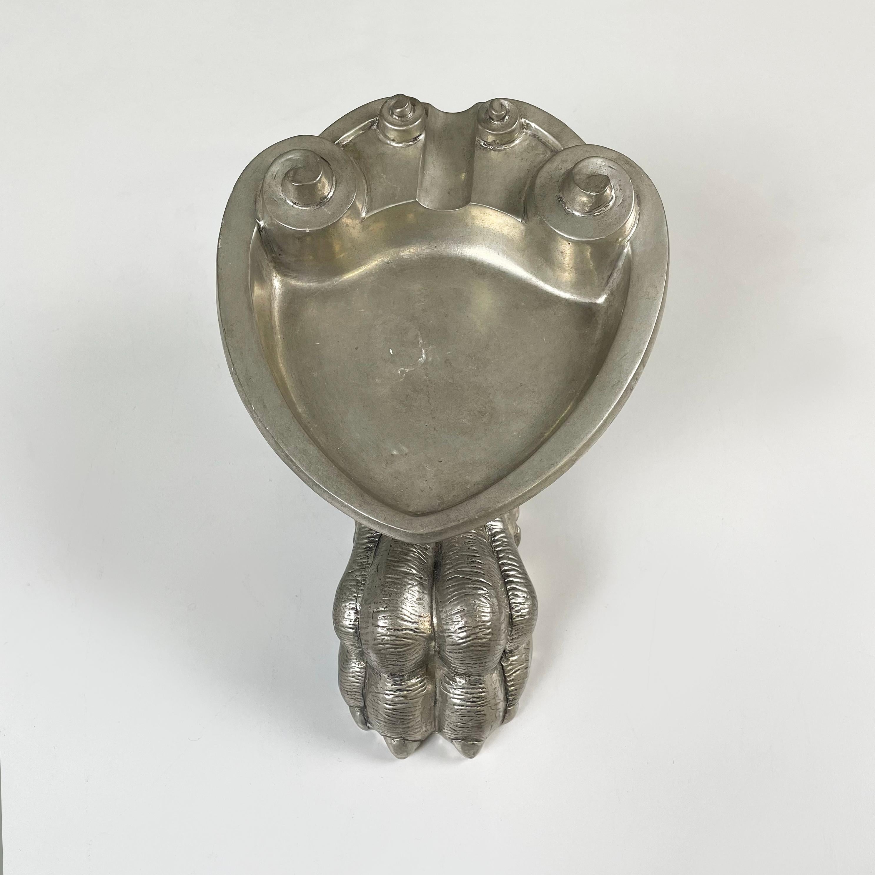 Italian modern Pewter cigar ashtray in animal paw shape with cigar ...