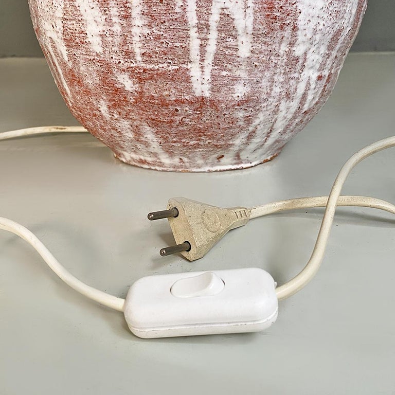 Italian Modern Pink and White Ceramic Base Lamp and Beige Fabric ...
