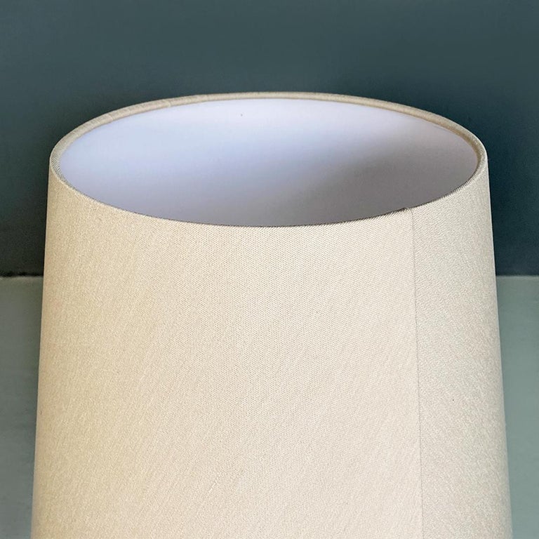 Italian Modern Pink and White Ceramic Base Lamp and Beige Fabric ...