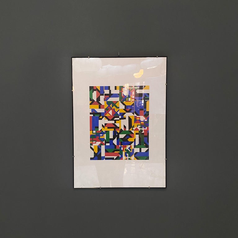 Italian Modern Rectangular Painting with Collage, 1980s For Sale at 1stDibs