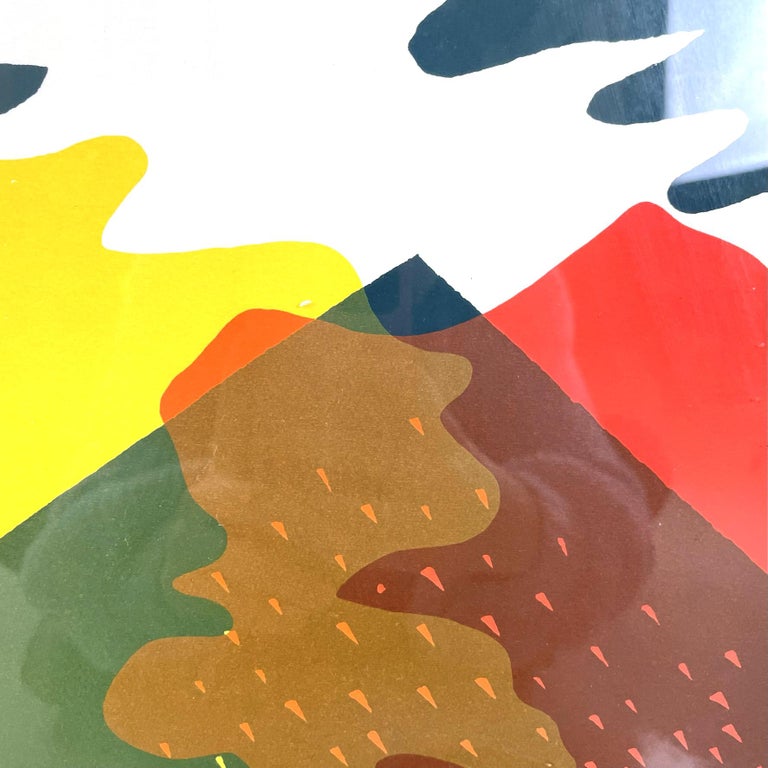 Italian Modern Rectangular Silk-Screen Printing of a House in Frame ...