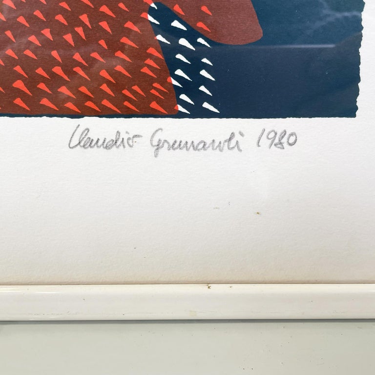 Italian Modern Rectangular Silk-Screen Printing of a House in Frame ...