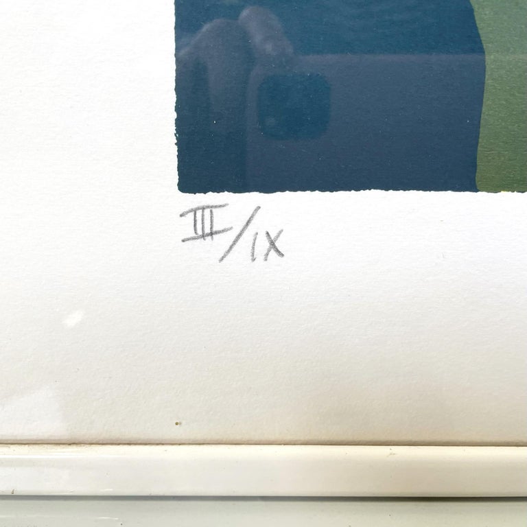 Italian Modern Rectangular Silk-Screen Printing of a House in Frame ...