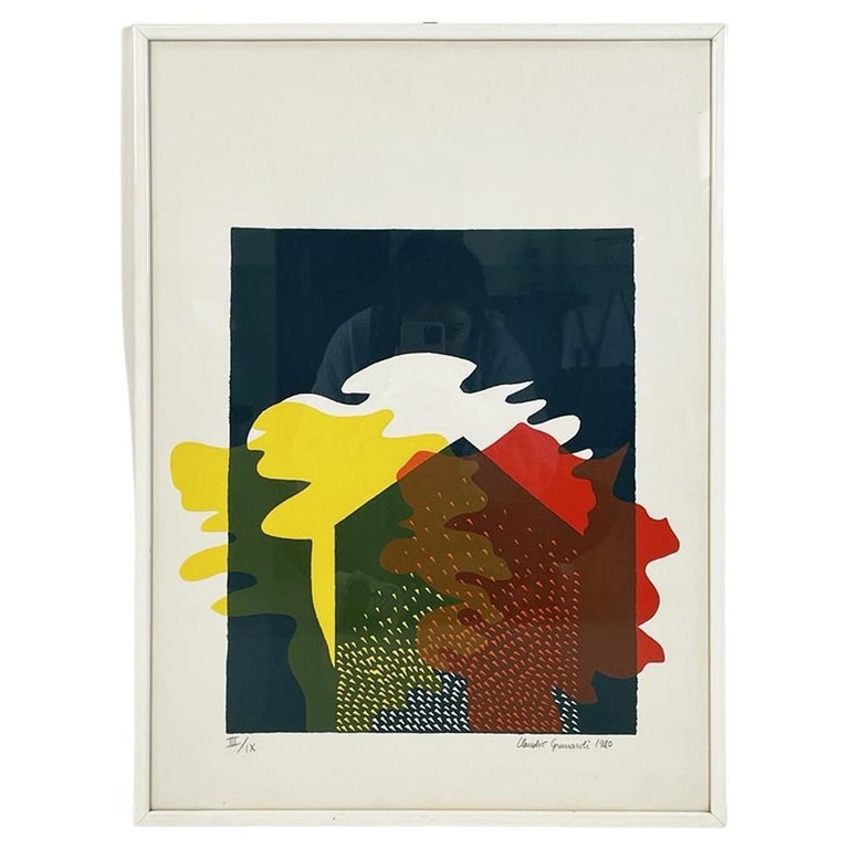 Italian Modern Rectangular Silk-Screen Printing of a House in Frame ...