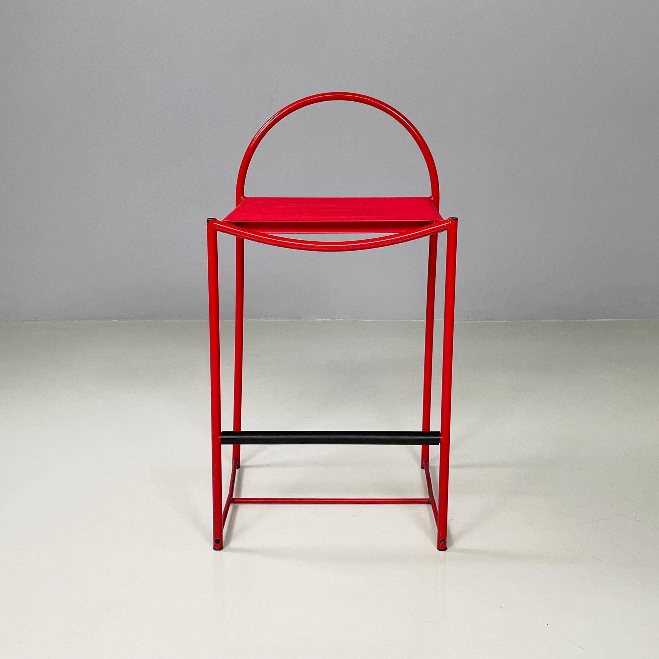 Italian modern Red metal scooby bar stool, 1980s For Sale at 1stDibs