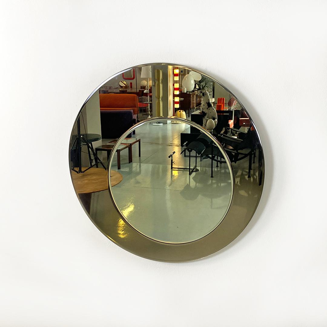 Italian Modern Round Bicolor Big Wall Mirror, 1970s For Sale at 1stDibs