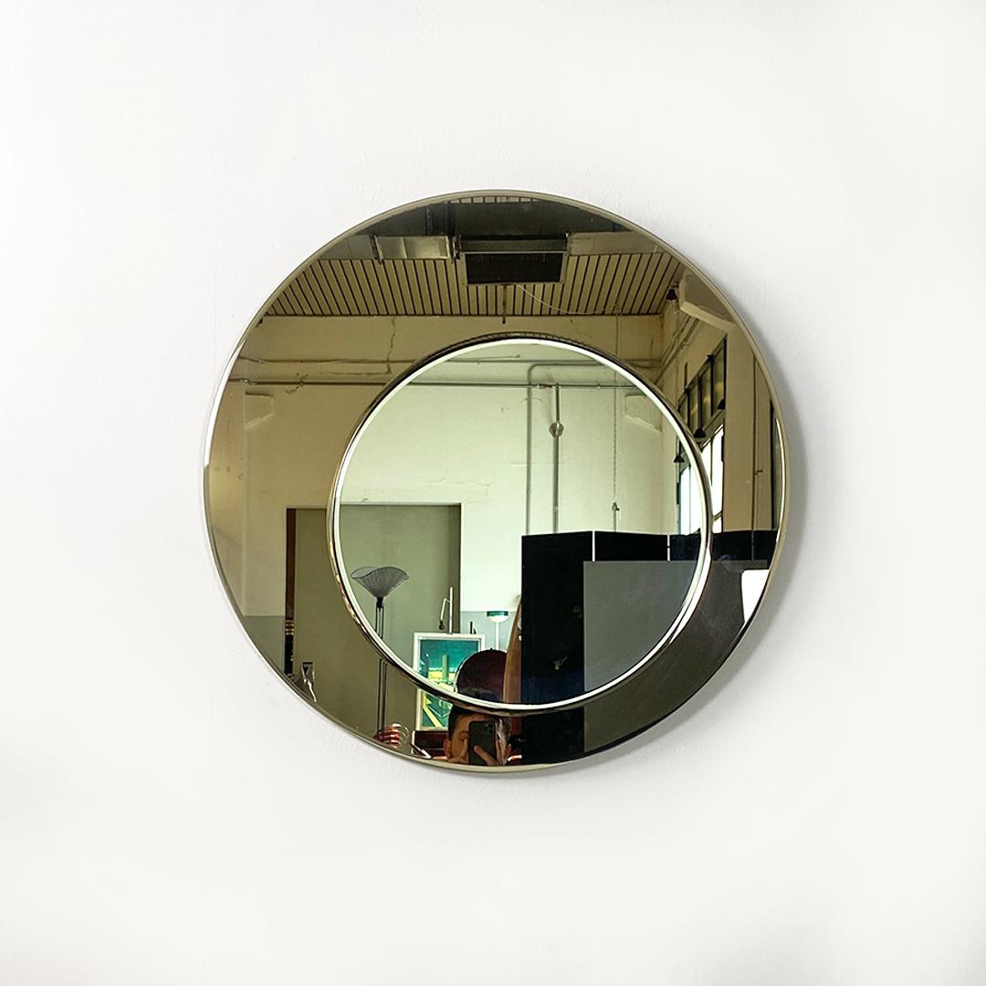 Italian Modern Round Bicolor Big Wall Mirror, 1970s For Sale at 1stDibs