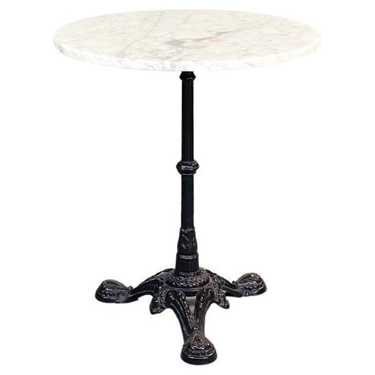 Italian Modern Round Coffee Table in Light Marble and Black Metal ...