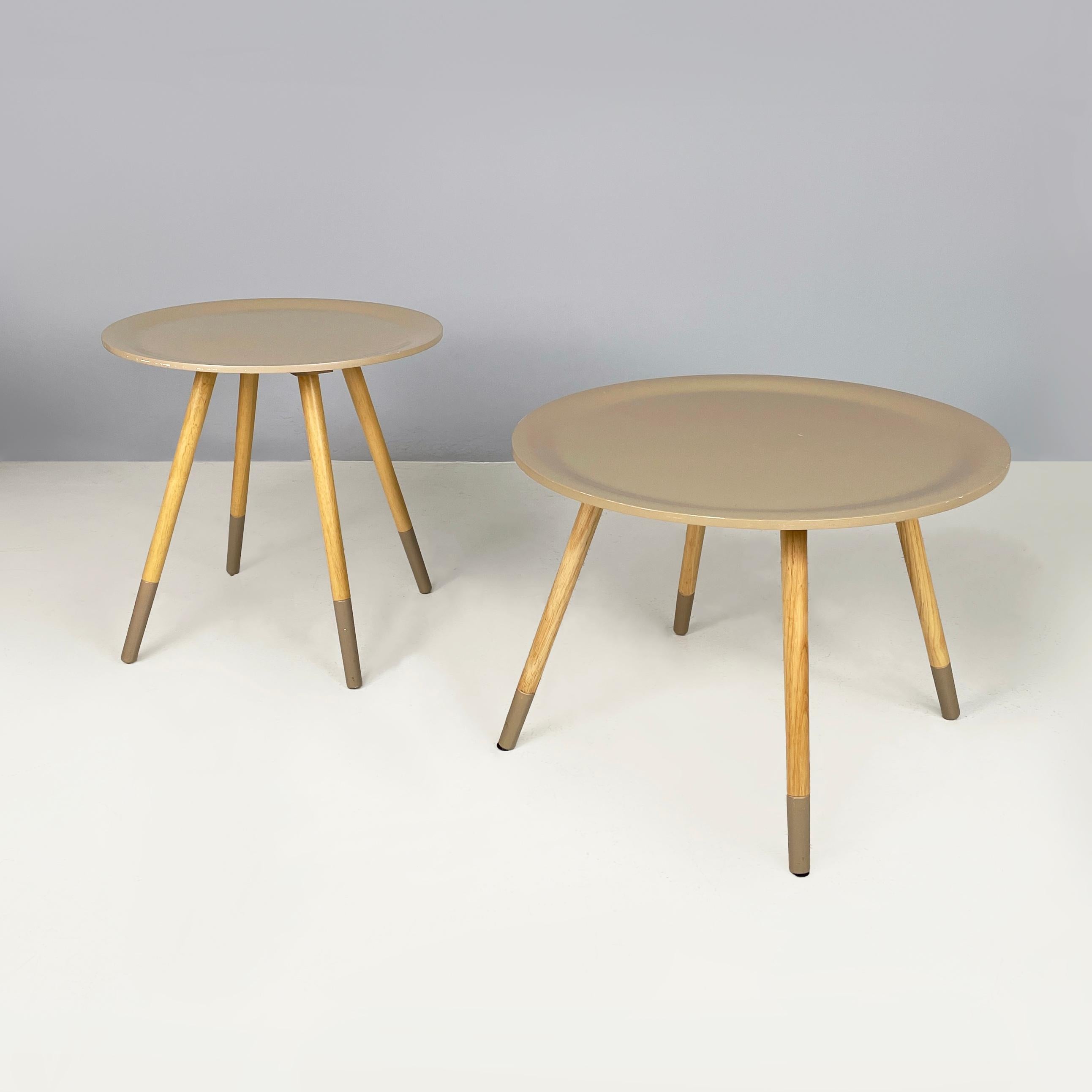 Italian modern round Coffee tables in beige wood, 2000s For Sale at 1stDibs