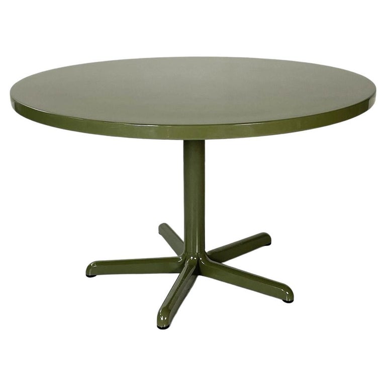 Italian Modern Round Dining Table in Green Lacquered Wood Anonima ...