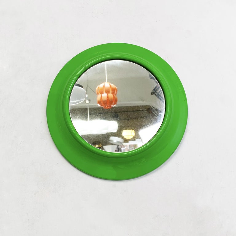 Italian Modern Round Green Plastic Mirror, 1980s For Sale at 1stDibs
