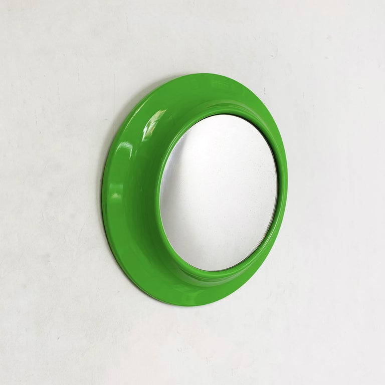 Italian Modern Round Green Plastic Mirror, 1980s For Sale at 1stDibs
