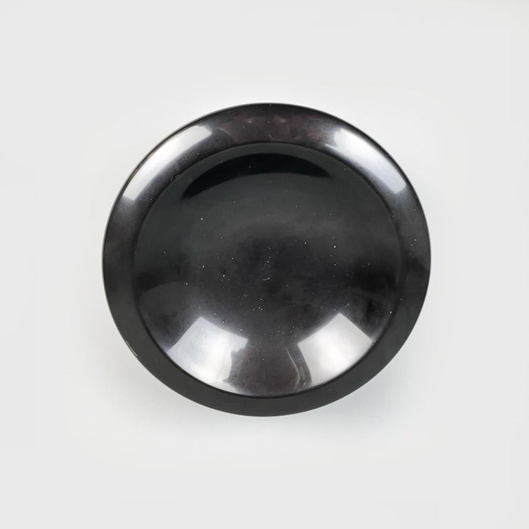 Italian Modern Round Pocket Emptier Ashtray Centerpiece in Black Marble ...