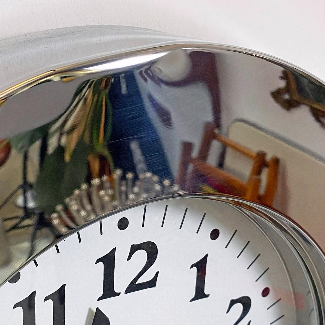 Italian Modern Round Stainless Steel Wall Clock with White Dial by ...
