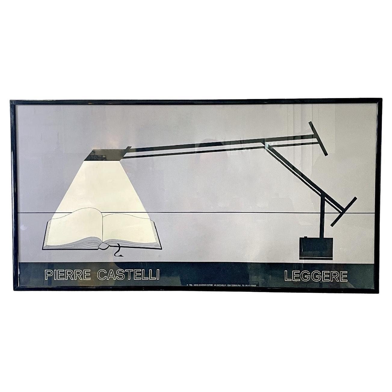 Italian modern silk screen print of Tizio lamp table by Pierre Castelli ...