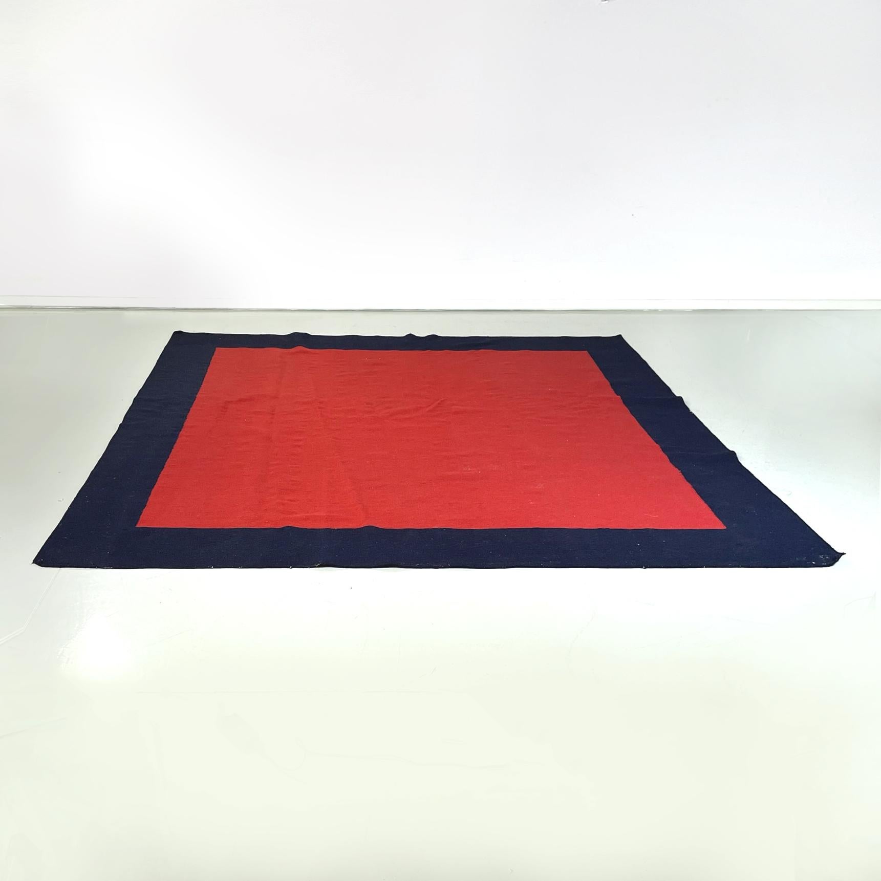 Italian Modern Space Age Red and Blue Fabric Square Carpet by De Padova ...