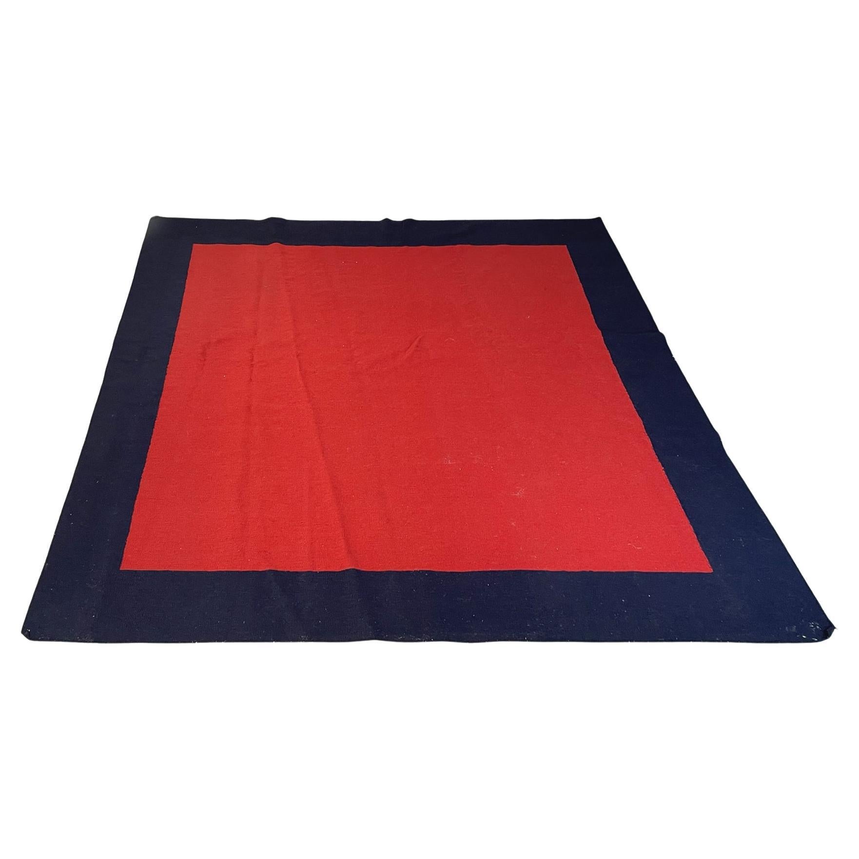 Italian Modern Space Age Red and Blue Fabric Square Carpet by De Padova ...