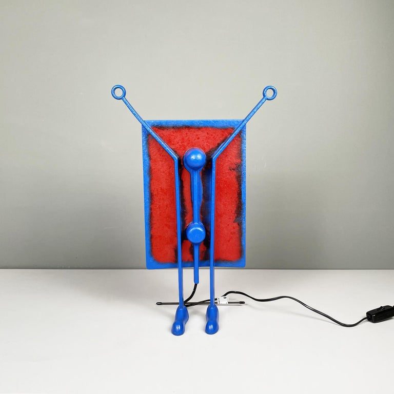 Italian Modern Spaceage Red Blu Resin Table Lamp Salvatore by Getano ...