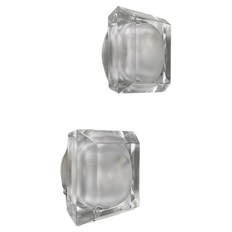 Italian Modern Square Wall Lights in Glass, 1970s For Sale at 1stDibs