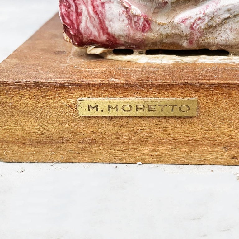 Italian Modern Statue of Cat in Red and White Terracotta by M. Moretto ...
