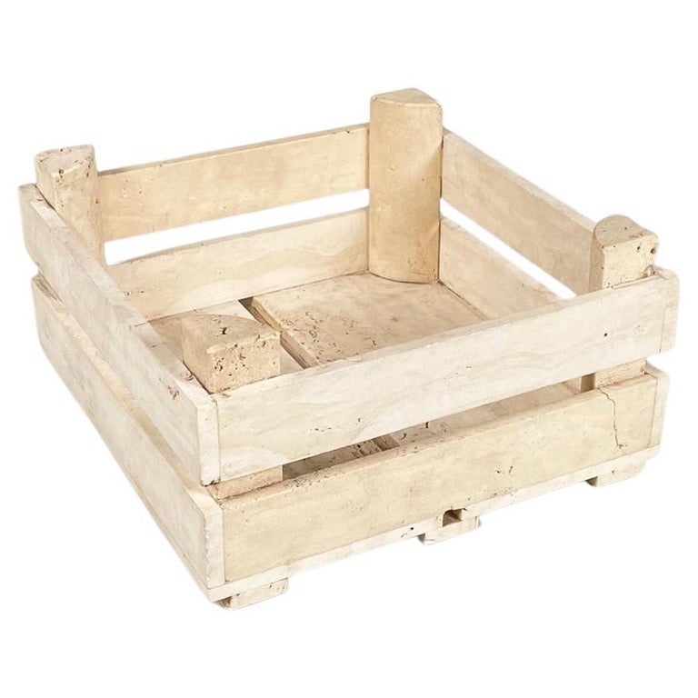 Italian modern Travertine decorative object holder box, 1980s For Sale ...