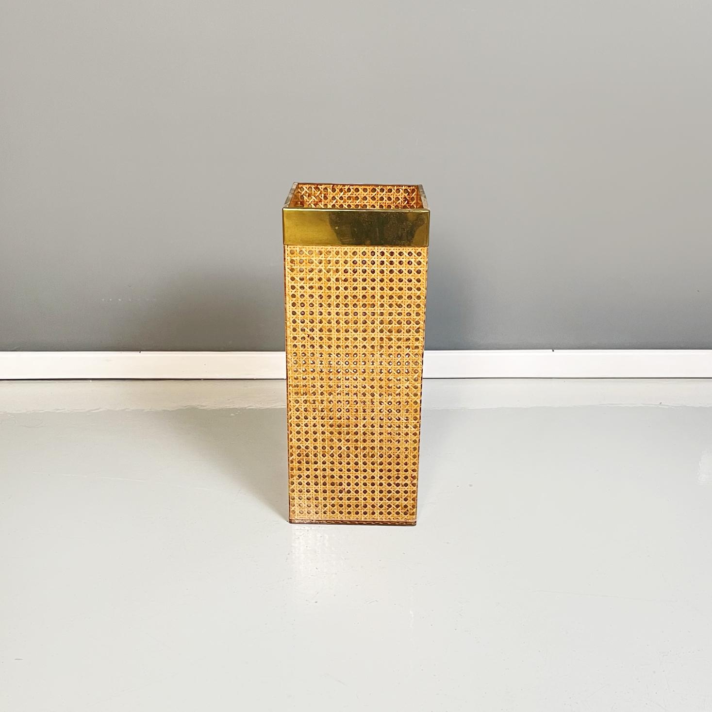 Italian Modern Umbrella Stand in Plexiglass, Straw and Brass, 1970s at ...