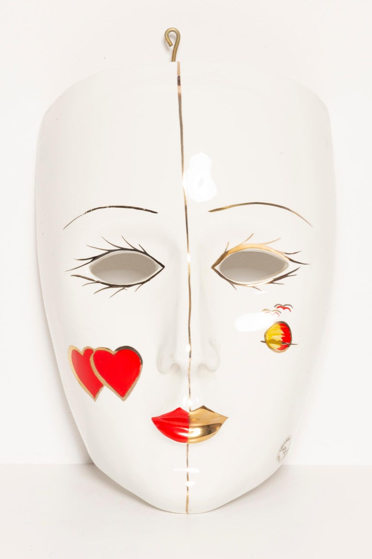 Italian Modern Venetian Handmade Ceramic White Carnival Mask, Italy at ...