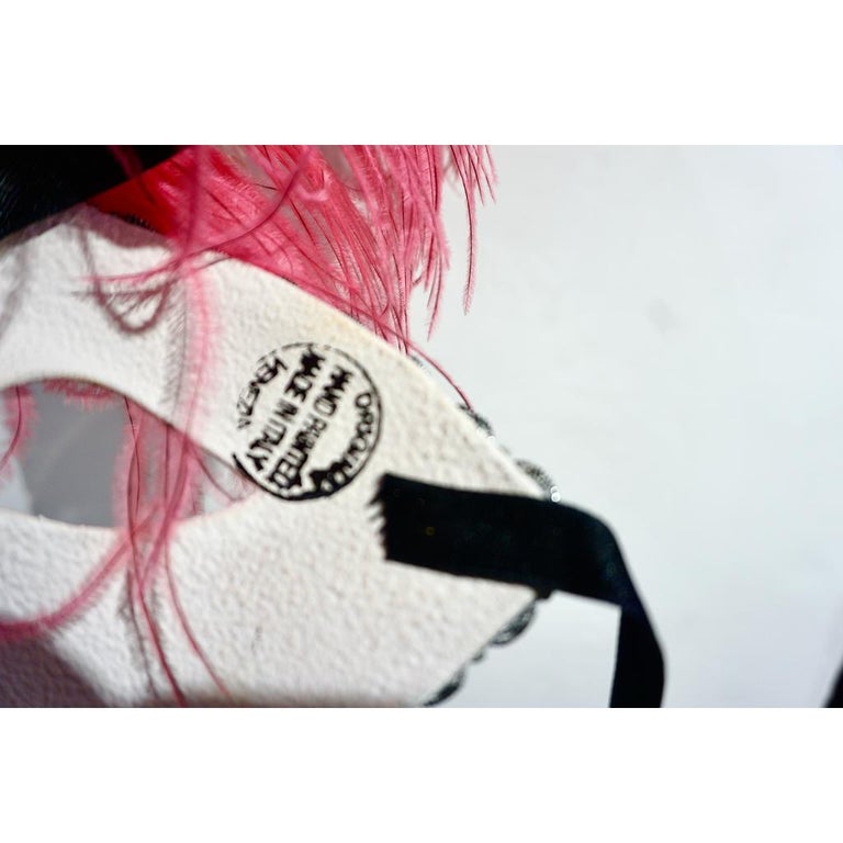 Italian Modern Venetian Handmade Pink and Silver Carnival Mask with ...