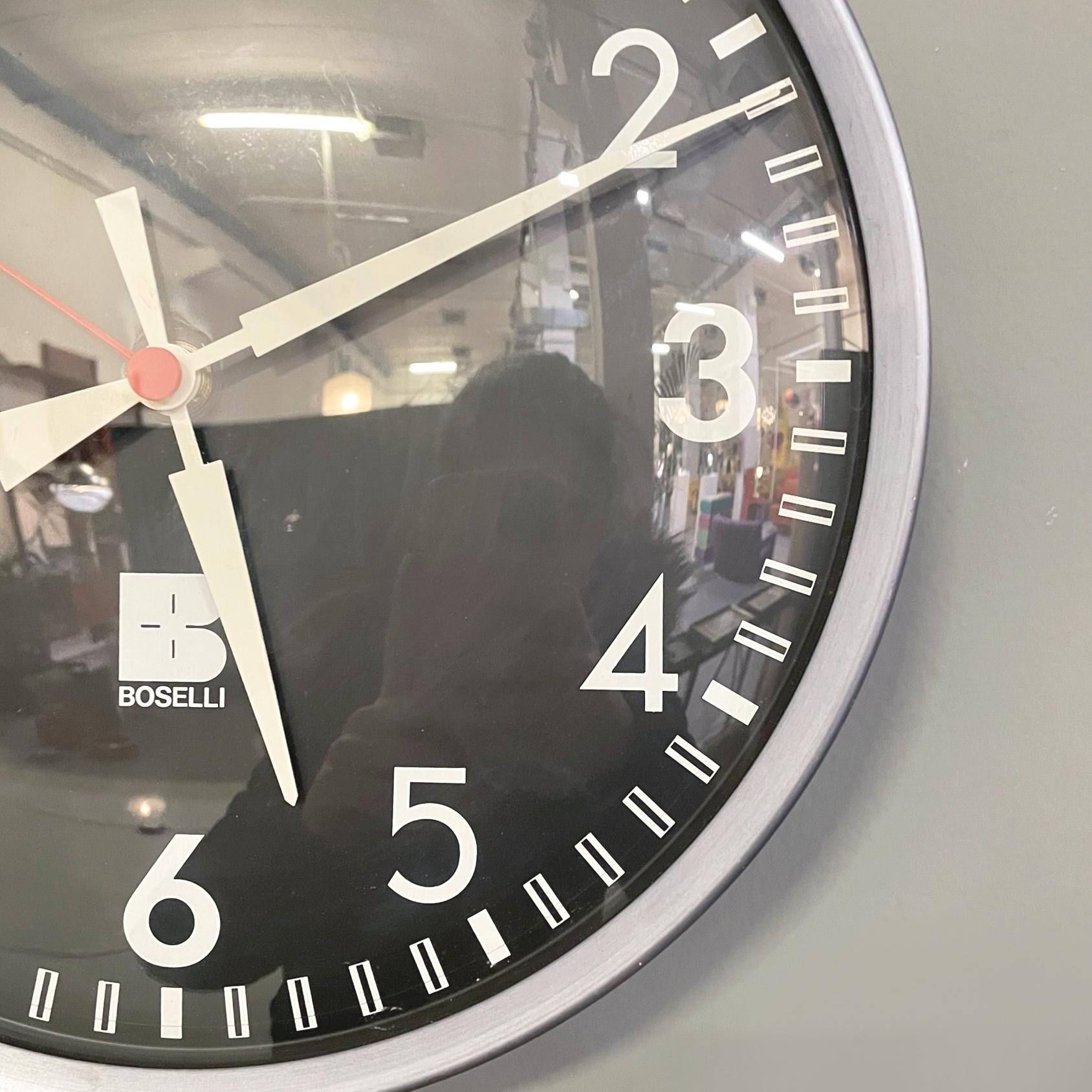 Italian Modern Wall Clock in Grey and Black Metal by Boselli, 1980s at 1stDibs